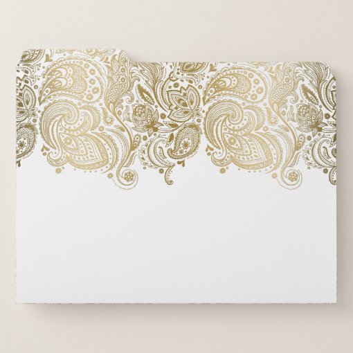Gold tones paisley lace file folder | Zazzle