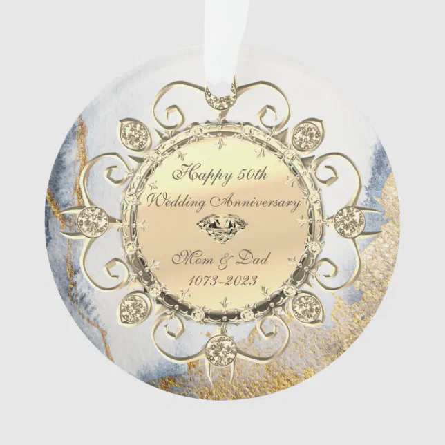 Gold Touch Diamonds 50th Wedding Anniversary Ornament | Zazzle