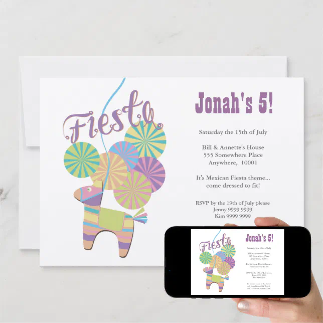 GOLD Traditional Donkey Fiesta Pinata Birthday Invitation | Zazzle