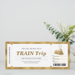 Gold Train Trip Boarding Pass Gift Ticket Voucher Invitation | Zazzle