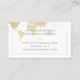 Gold Travel World Map Business Card | Zazzle