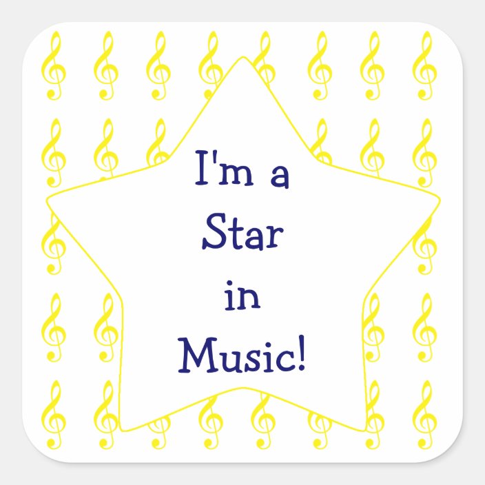 Gold Treble Clef Music Star Square Sticker | Zazzle.com