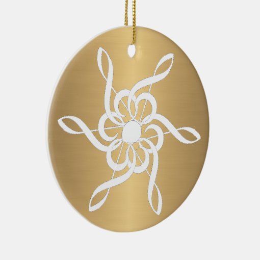 Gold Treble Clef Snowflake Musical Ornament | Zazzle