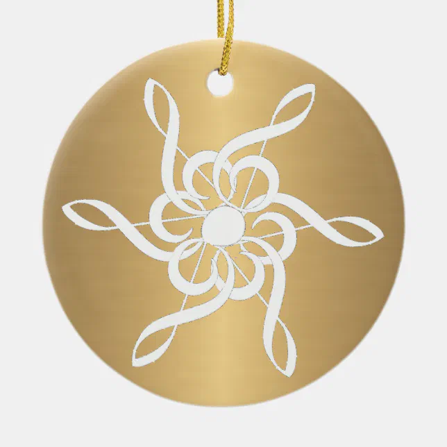Gold Treble Clef Snowflake Musical Ornament | Zazzle