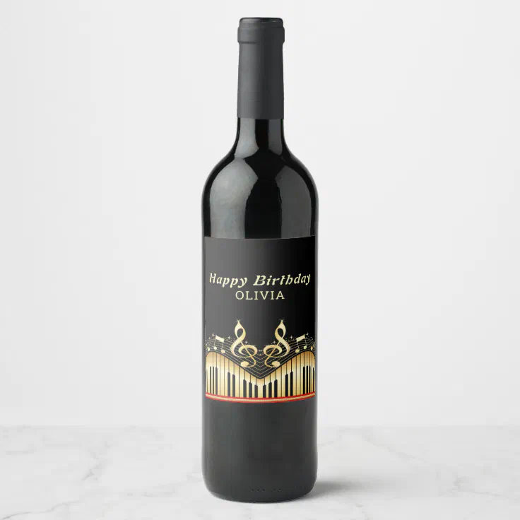 Gold Treble Clef Wine Label | Zazzle