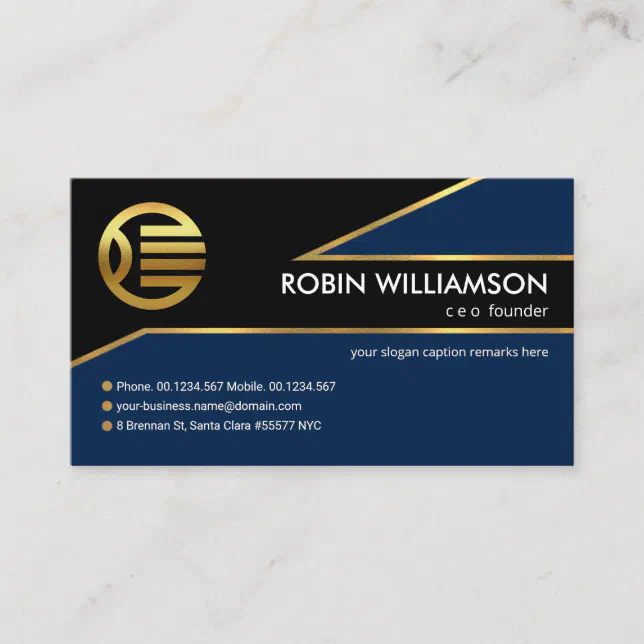 Gold Triangle Border Frame CEO Founder Business Card | Zazzle