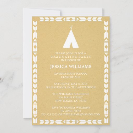 Gold Tribal Aztec Graduation Invitations | Zazzle