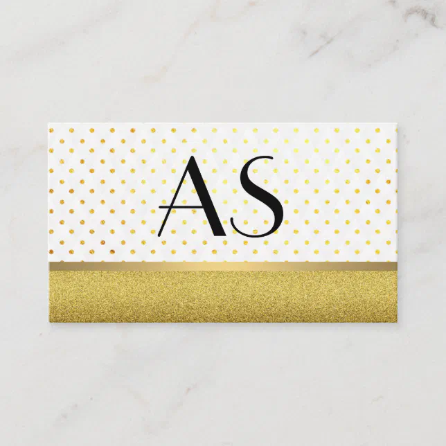 Gold Trim and Polka Dots Business Card | Zazzle