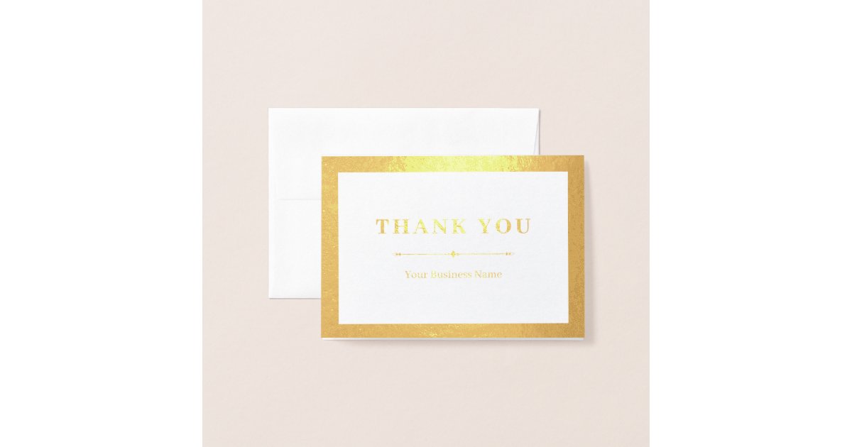 Gold Trimmed Business Thank You Foil Card | Zazzle