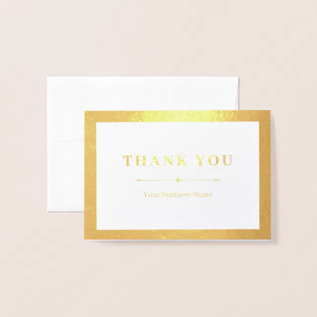 Gold Trimmed Business Thank You Foil Card | Zazzle