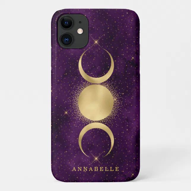 Gold Triple Moon Purple Starry Sky Personalized Case-Mate iPhone Case ...