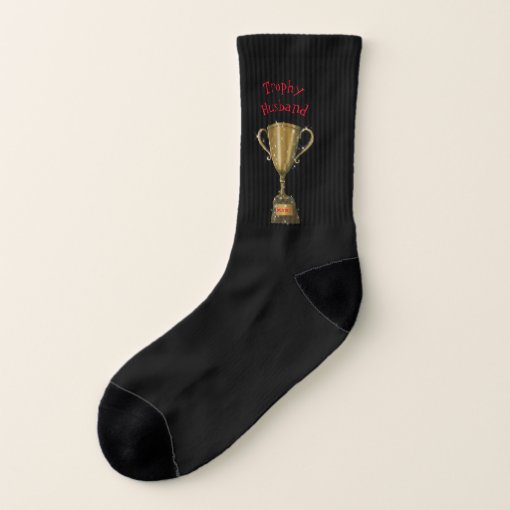 Gold Trophy Husband Monogram Fun Typography Socks | Zazzle