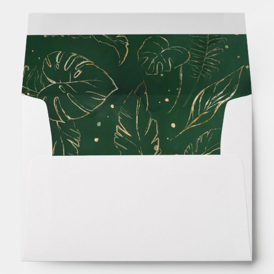 Gold Tropical Foliage Pre-Printed Address 5x7 Envelope | Zazzle.com