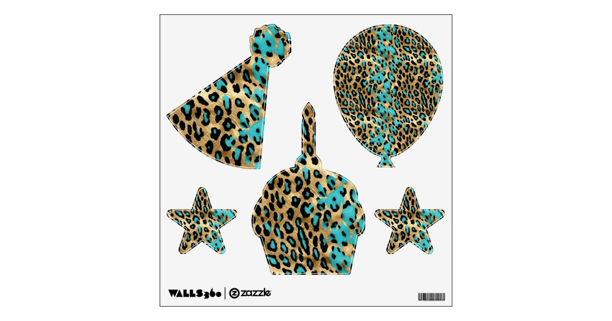 Gold Turquoise Leopard Print Wall Decal | Zazzle