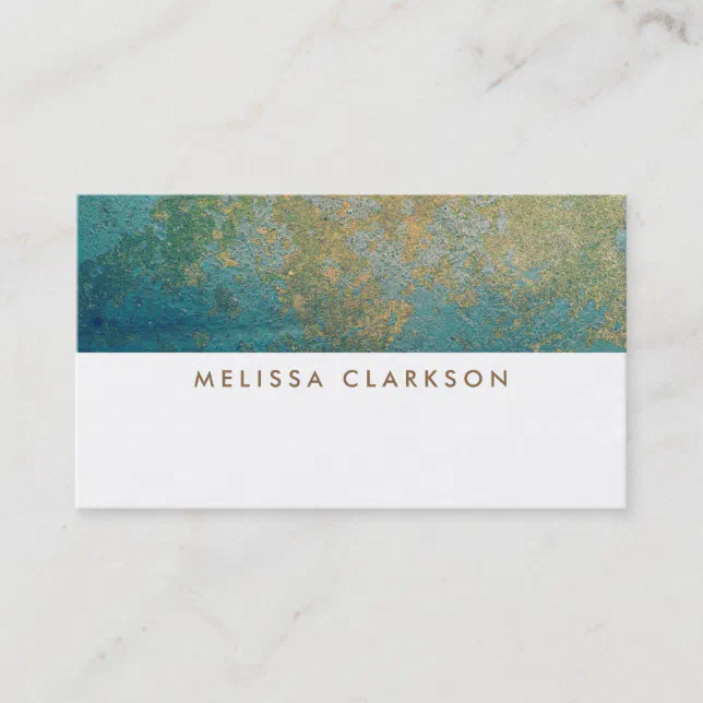 Gold & turquoise magical stone marble pattern business card | Zazzle