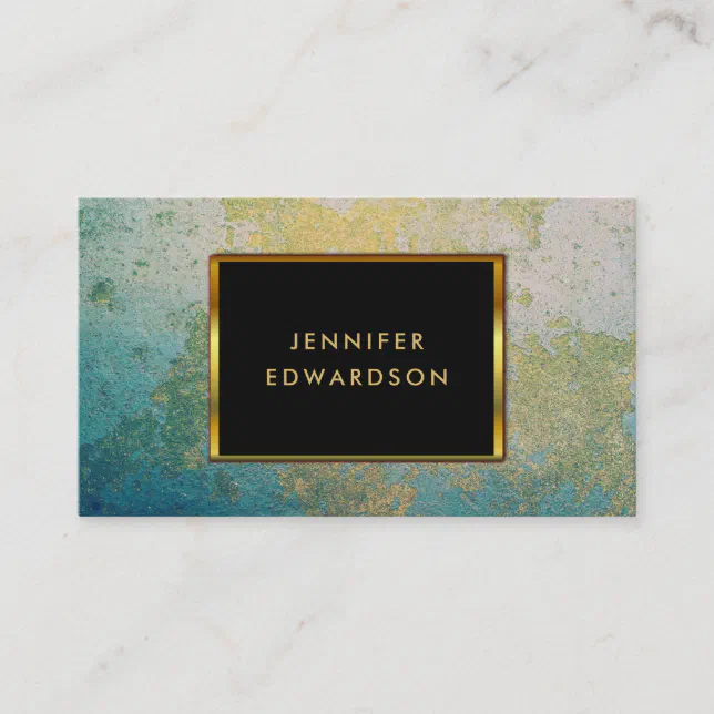 Gold & turquoise stone geode professional business card | Zazzle