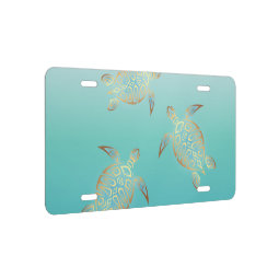 Gold Turquoise Turtles License Plate | Zazzle