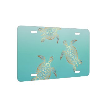 Gold Turquoise Turtles License Plate | Zazzle