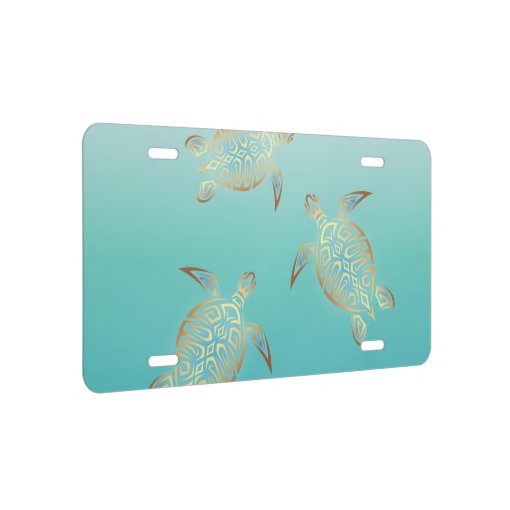 Gold Turquoise Turtles License Plate | Zazzle