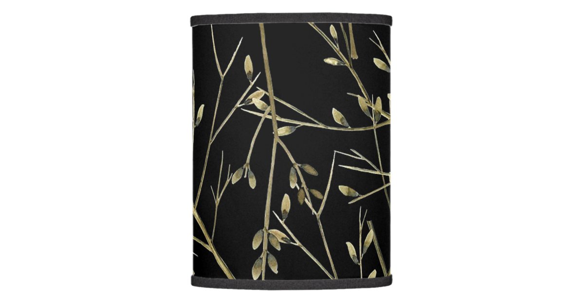Gold Twigs on Black Lamp Shade | Zazzle