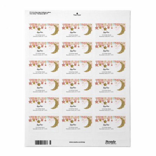 Gold twinkle twinkle Address Label | Zazzle