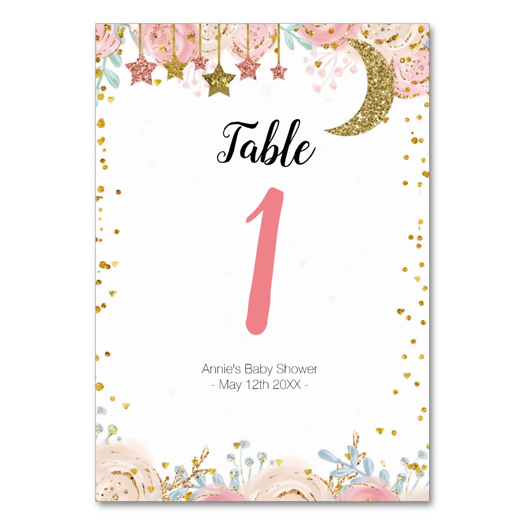 Gold twinkle twinkle Table Number | Zazzle