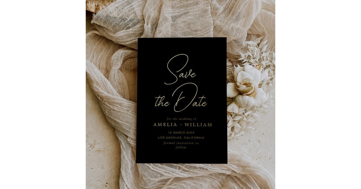 gold typography lettering wedding Save the Date Foil Invitation | Zazzle
