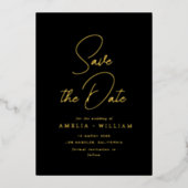gold typography lettering wedding Save the Date Foil Invitation | Zazzle