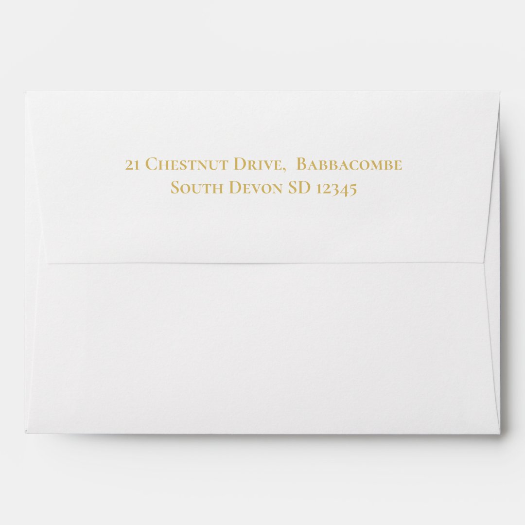Gold Typography Monogrammed RSVP Wedding Envelope | Zazzle