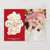 gold typography script christmas holiday Postcard | Zazzle