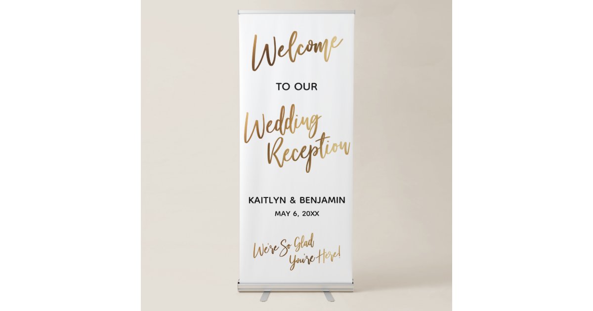 Gold Typography Welcome to Our Wedding Reception Retractable Banner ...