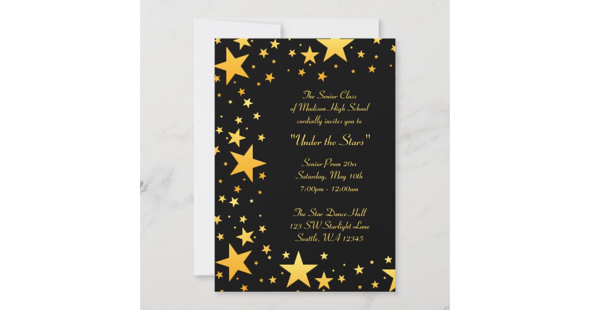Gold Under the Stars Prom Formal Invitations | Zazzle