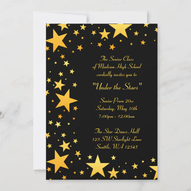 Gold Under the Stars Prom Formal Invitations | Zazzle