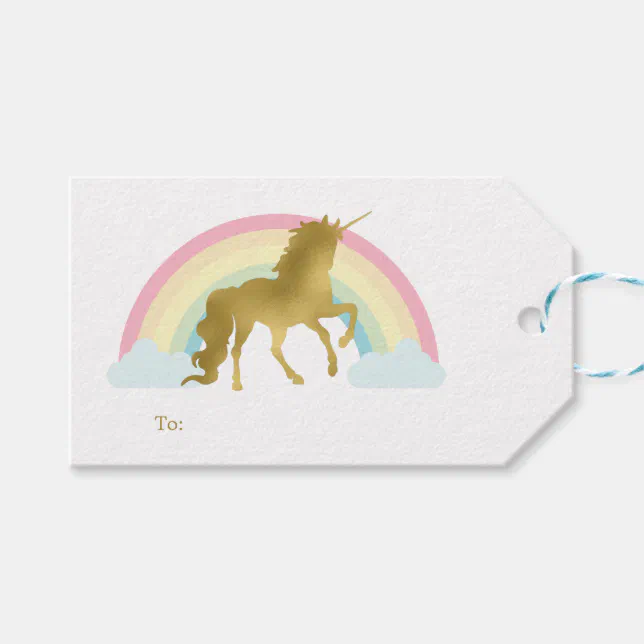 Gold Unicorn Birthday Gift Tags | Zazzle