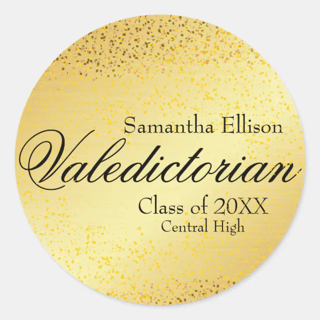 Gold Valedictorian Personalized Gold Sticker | Zazzle