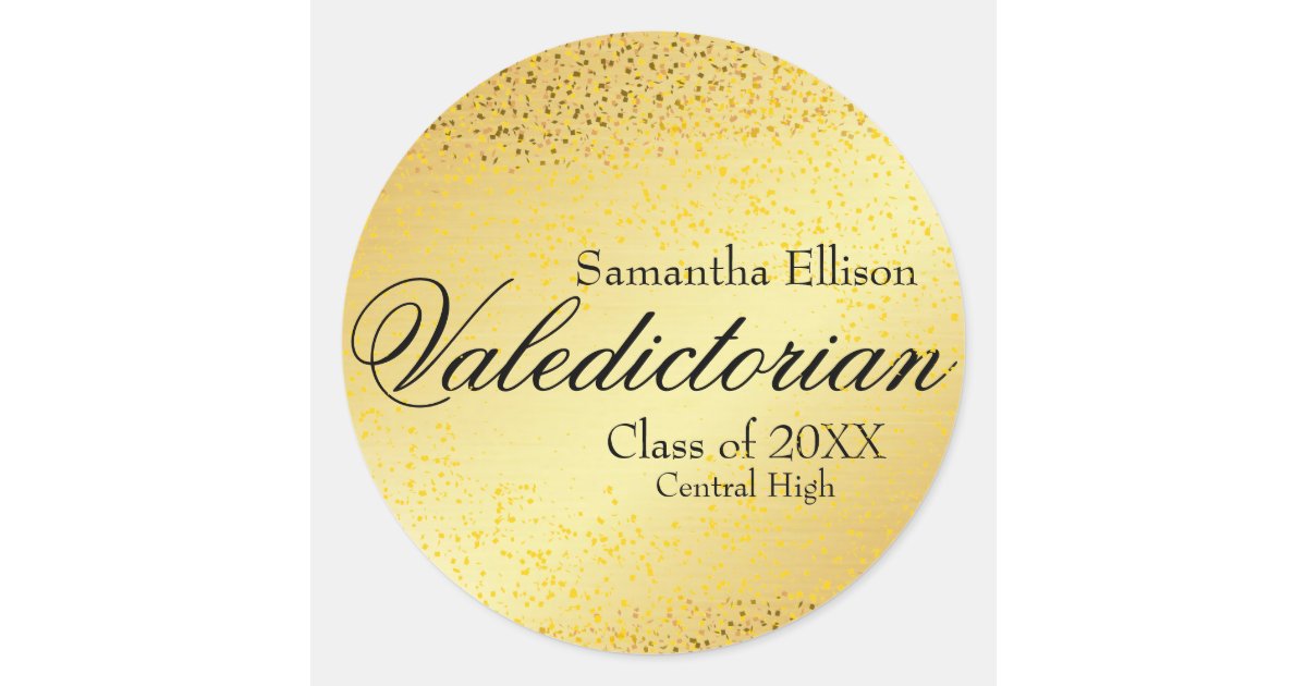Gold Valedictorian Personalized Gold Sticker | Zazzle