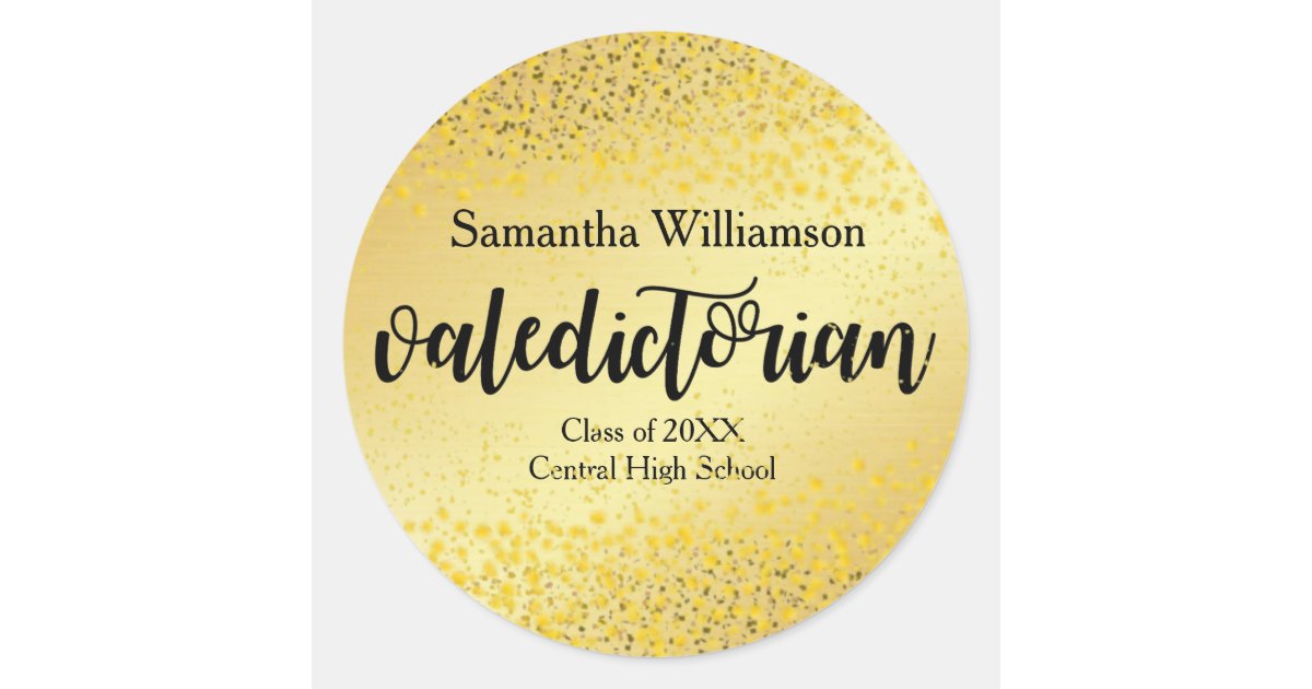 Gold Valedictorian Personalized Gold Sticker | Zazzle
