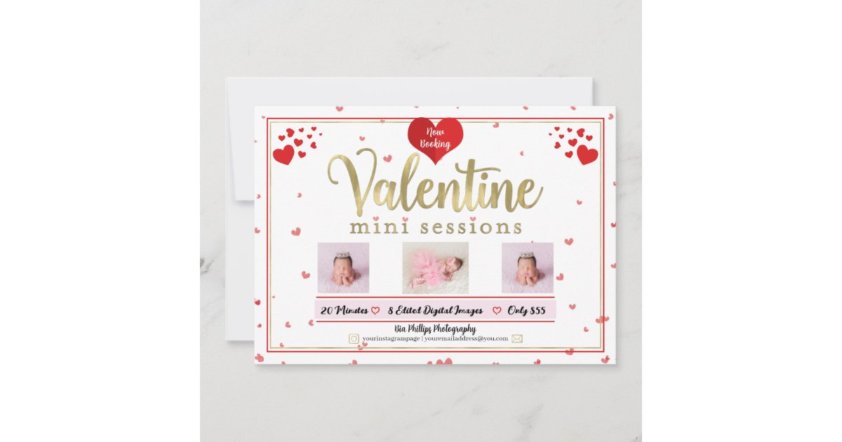 Gold Valentine Mini Sessions Photography Photo Invitation | Zazzle