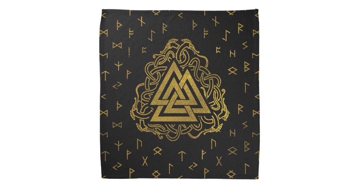Gold Valknut Symbol on Runes Pattern Bandana | Zazzle.com