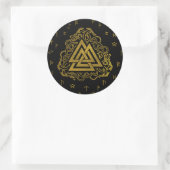 Gold Valknut Symbol on Runes Pattern Classic Round Sticker | Zazzle