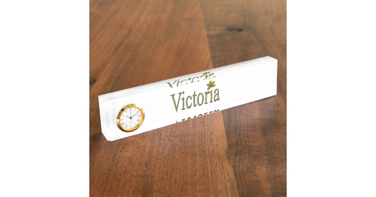 Gold Victoria Name Logo, Desk Name Plate | Zazzle