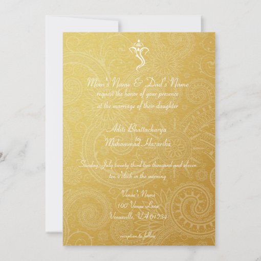 Gold Vinayaka Wedding Invitations | Zazzle