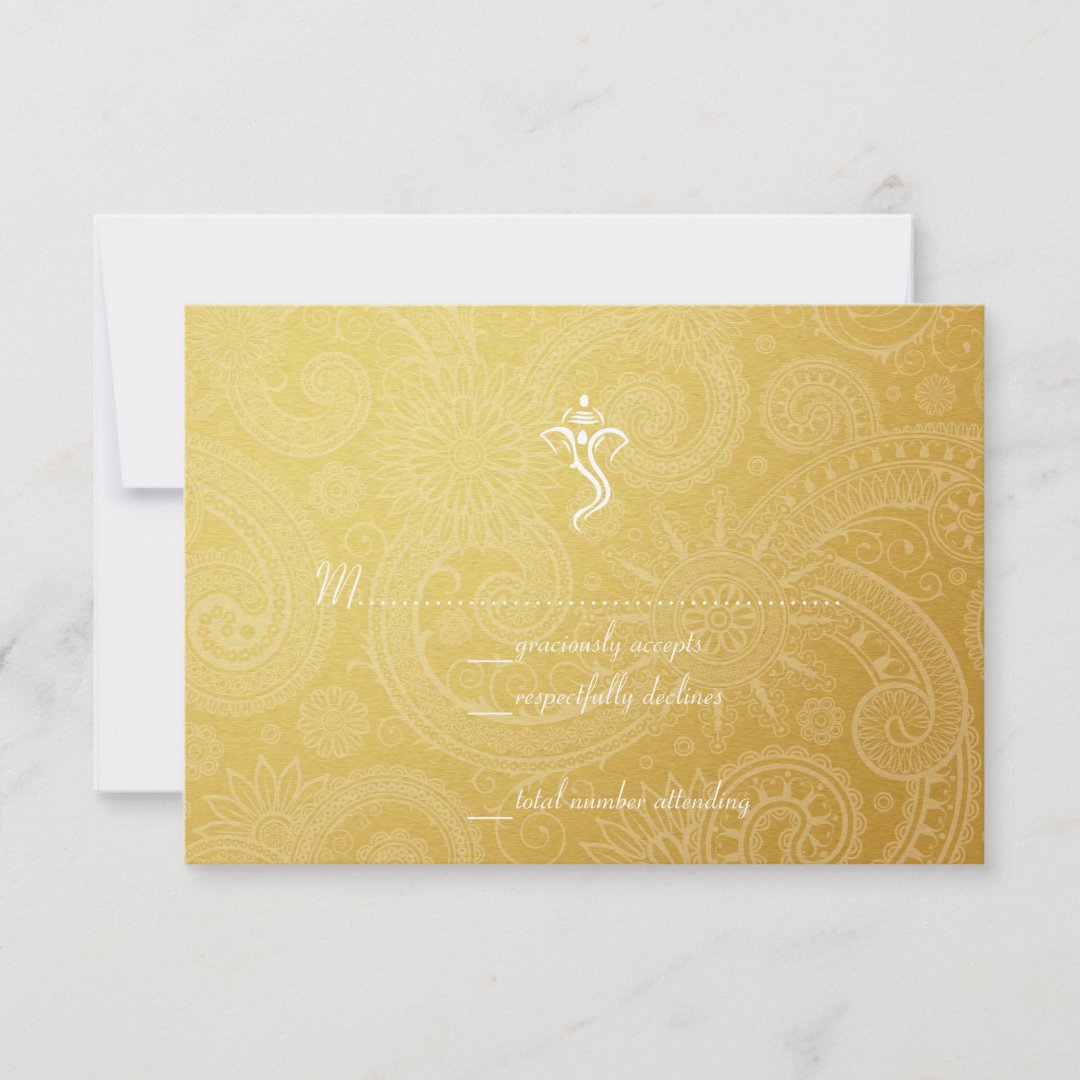 Gold Vinayaka Wedding RSVP Cards | Zazzle