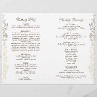 Gold Vintage Floral Wedding Programs | Zazzle