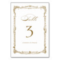 Gold Vintage Frame Classic Script Wedding Table Number | Zazzle