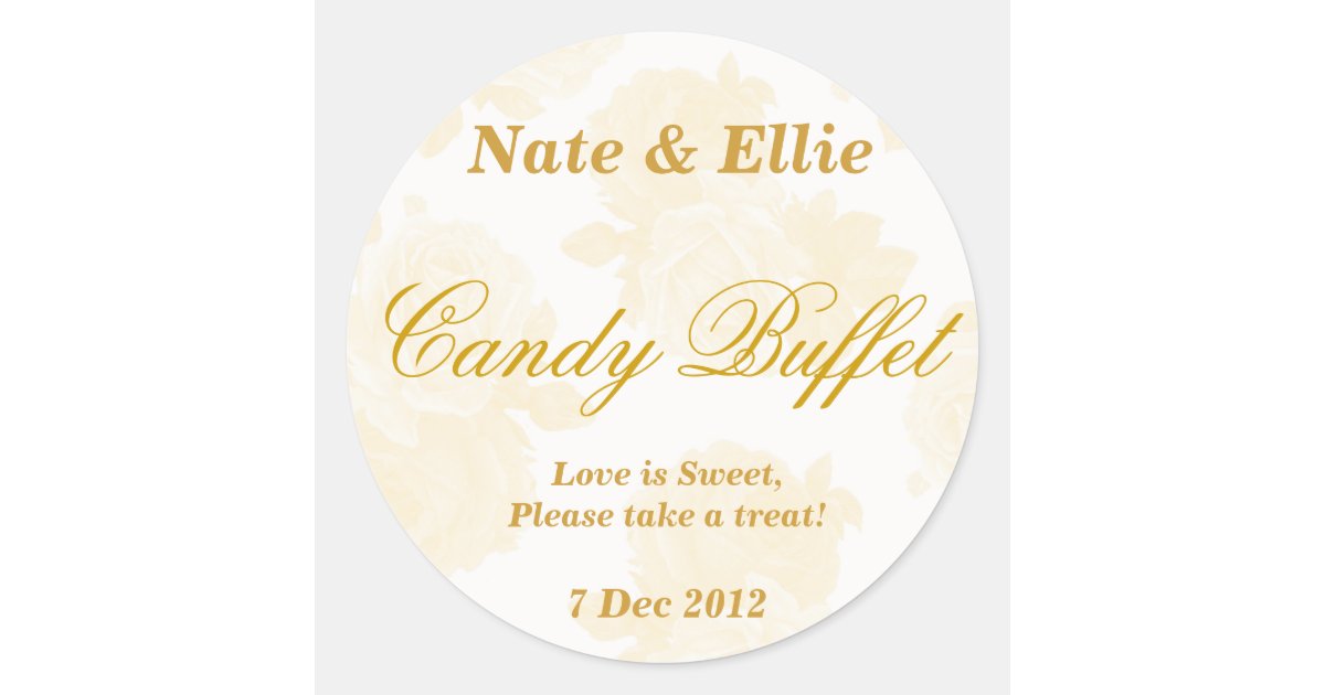 Gold Vintage Rose Candy Buffet Sticker | Zazzle.com