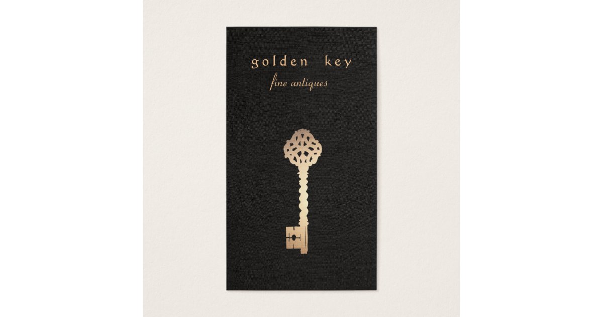 Gold Vintage Skeleton Key Antique Furniture Dealer Business Card ...