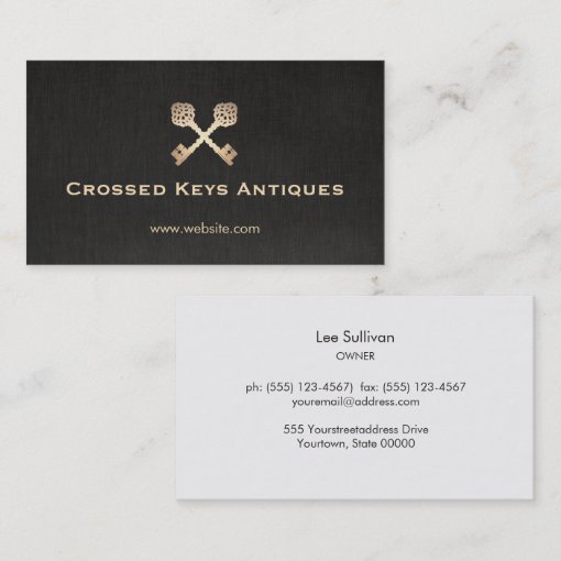 Gold Vintage Skeleton Key Antique Store Business Card | Zazzle