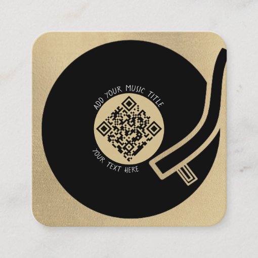 Gold Vinyl LP | Music QR Code Square Business Card | Zazzle