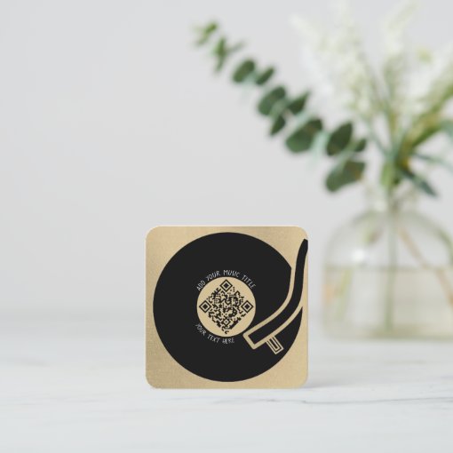 Gold Vinyl LP | Music QR Code Square Business Card | Zazzle